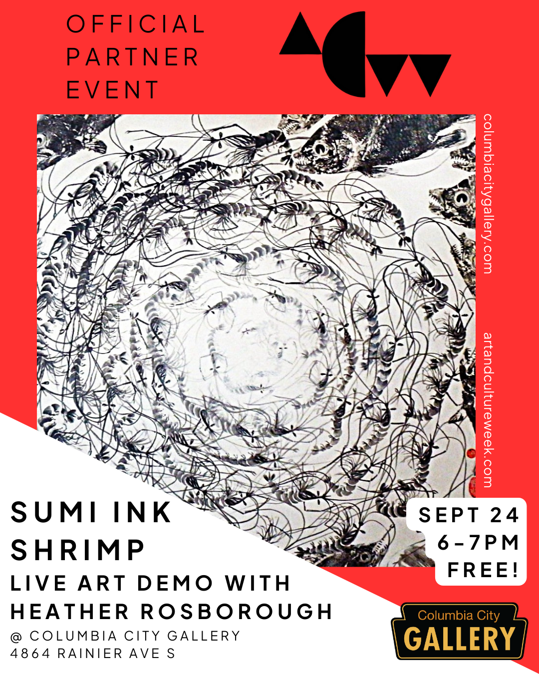 Sumi Ink Shrimp Demo - Columbia City Gallery
